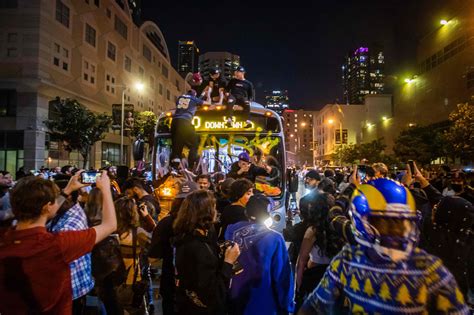 Rams Fans Take Over Downtown La After Super Bowl Win