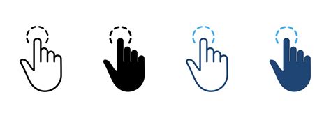 Touch Gesture Of Computer Mouse Line And Silhouette Color Icon Set