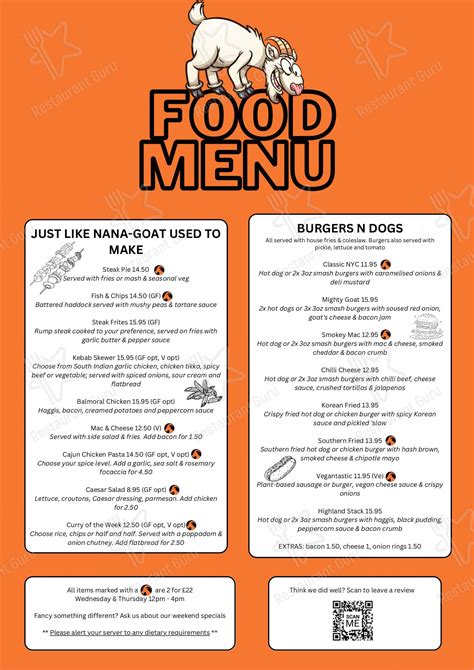 Menu At The Tipsy Goat Pub And Bar Dundee