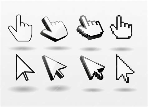 Premium Vector Mouse Pointer Set Computer Cursor Icon Finger Arrow
