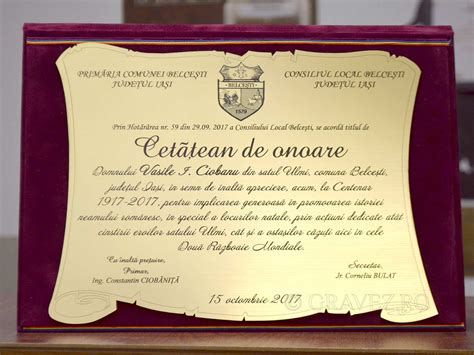 Plachete Diplome Gravez Ro