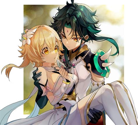 Lumine And Xiao Genshin Impact Drawn By Penzi Mok Pen Danbooru