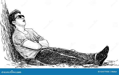 Young Man Sleeping In The Park Stock Vector Illustration Of Pursuit