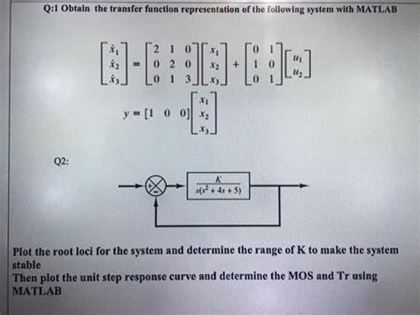 Solved Q1 Obtain The Transfer Function Representation Of