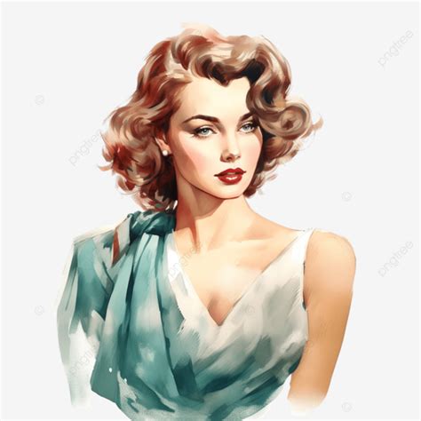 Vintage Fashion Illustration Model Watercolor Ai Generated Clipart
