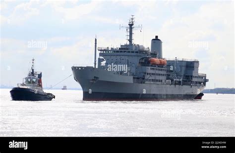 Ex Rfa Fort Austin Leaving Birkenhead Docks Onto Cammel Lairds Stock