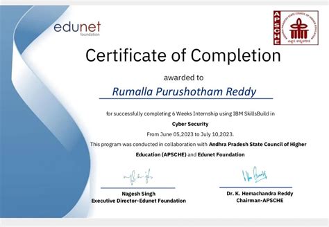 Successfully Completed Internship On Cyber Security Using Ibm