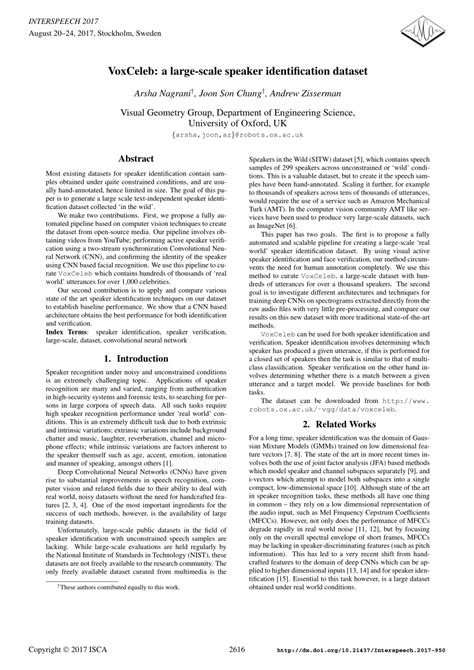 Pdf Voxceleb A Large Scale Speaker Identification Dataset