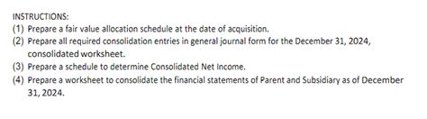 Instructions 1 Prepare A Fair Value Allocation