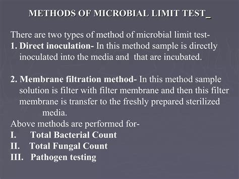 Microbial Limit Test Ppt Chemistry Science