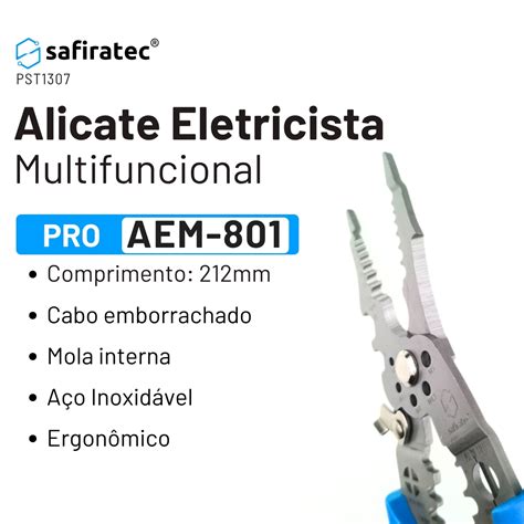 Alicate Universal Multifuncional Eletricista 8 Polegadas Safiratec Aem801 Safira Tecnologia