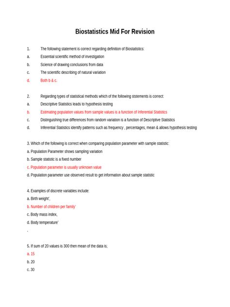 biostatistics mid for revision pdf statistics mean
