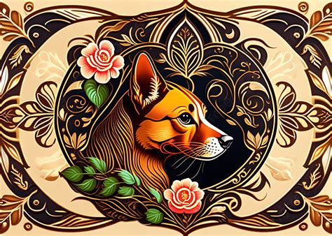 Dog With Classical Floral Elements Colorful Background Dog Ai Art
