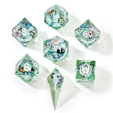 Captured Magic Hand Sanded Sharp Edge Resin Liquid Core Dice Set B