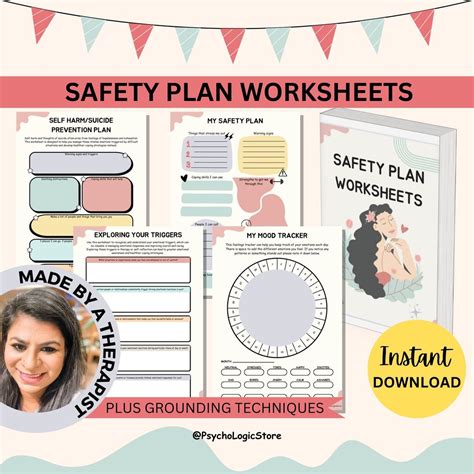 Safety Plan Worksheets Crisis Plan Workbook Counseling Tool Bpd