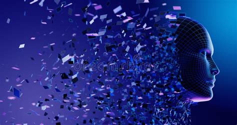 Digital Transformation Ai Artificial Intelligence In Human Face Head Stock Illustration