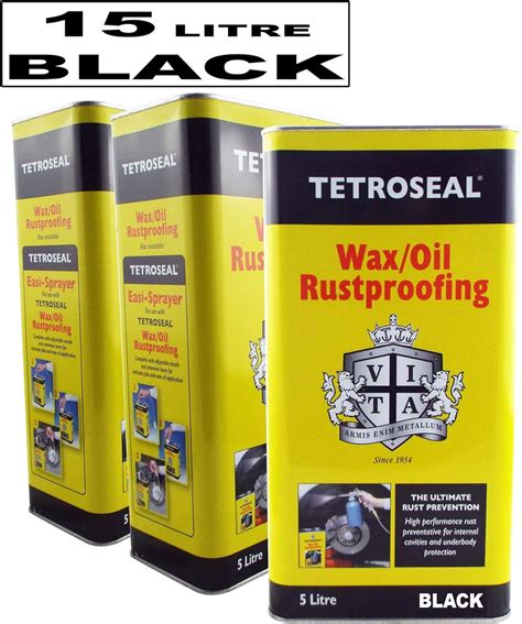 Tetroseal Black Waxoil Rustproof Protector 15l Protection Waxoil 3 X