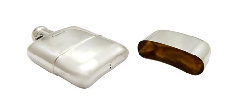 Antique George V Sterling Silver Hip Flask With Cup 1923 945144