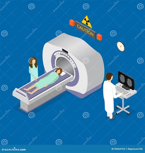 Patient And Doctor Diagnostic Scanner Tomography Isometric View Vector