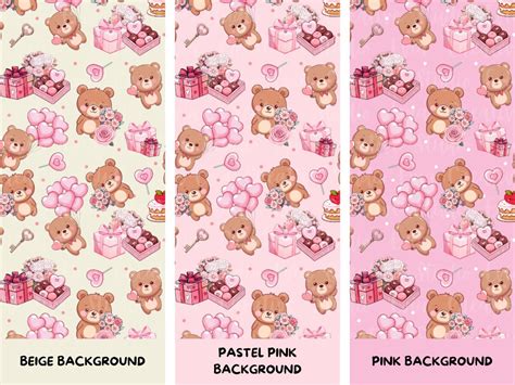 Kawaii Valentine Patterns 50 Seamless Valentine Patterns Cute Kawaii