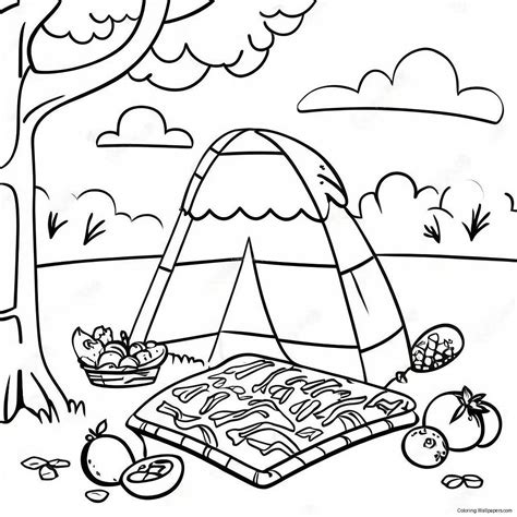 Picnic Scene With Colorful Blanket Coloring Page 8390 6667