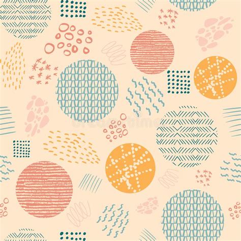 Abstract Artistic Seamless Repeat Pattern With Hand Drawn Textures Modern Design With Geometric