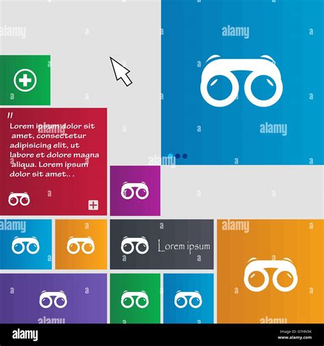 Binoculars Icon Sign Buttons Modern Interface Website Buttons With
