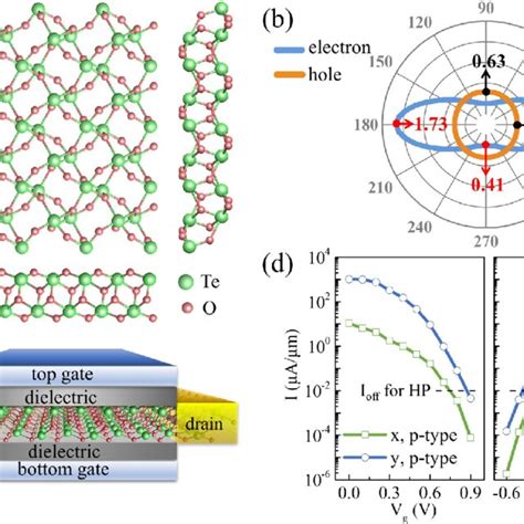 A Top And Two Side Views Of Monolayer β Teo2 Structure B Effective