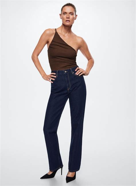 Asymmetrische Top Met Schouderband Marron Mango Dames Place Des