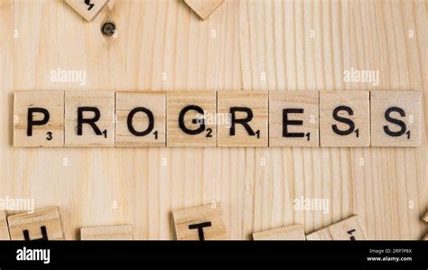 Progress Word Wooden Tiles Stock Photo Alamy
