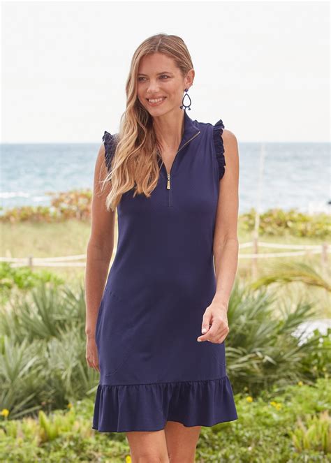 Navy Sleeveless Ruffle Sport Dress Cabana Life
