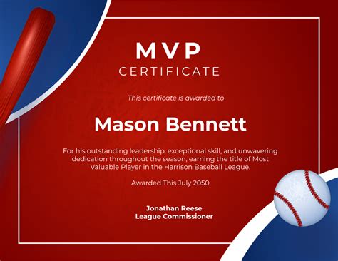 Free Blue And Red Baseball Mvp Certificate Template To Edit Online Free Blue And Red Baseball Mvp Certificate Template To Edit Online