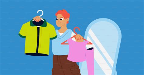 한 여자가 거울에 비친 자신의 옷을 보고 있다 벡터 Unsplash의 성소수자 이미지