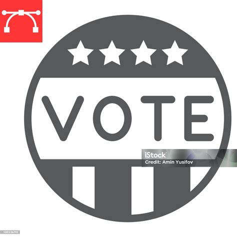 투표 배지 글리프 아이콘 선거 및 민주주의 투표 버튼 사인 벡터 그래픽 편집 스트로크 솔리드 아이콘 Eps 10 2012년에 대한 스톡 벡터 아트 및 기타 이미지 Istock