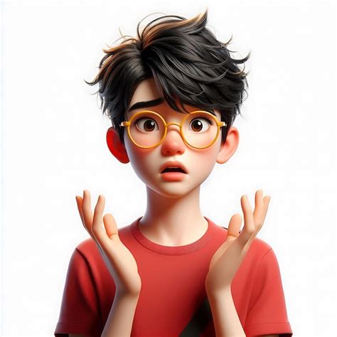 3d Charachter Shocked Scared Amazed Cartoon Character Adult Man Male Guy Person Portrait