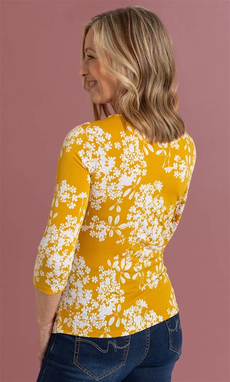 Anna Rose Side Gathered Jersey Top In Ivory Klass