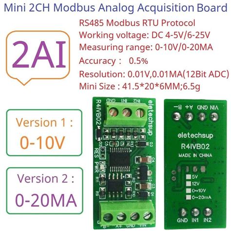 Low Cost AI Modbus RS Voltage Current Bit ADC Collection Module MA V PLC HMI