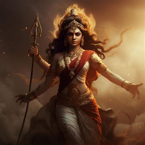 Durga Maa Angry Face Beauty Navratri Image Ai Generated Art Premium