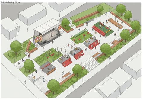 Culture Zoning Plaza Illustration Shows A Modern Urban Public Space