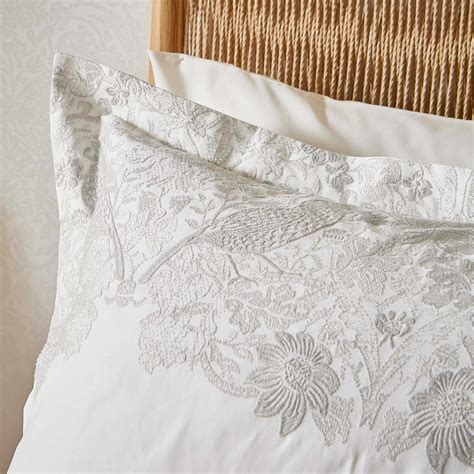 William Morris Pure Strawberry Thief Oxford Pillowcase Silverwhite