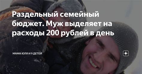 Раздельный семейный бюджет Муж выделяет на расходы 200 рублей в день