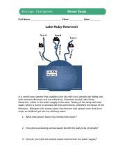 Lake Ruby Assessment Doc Full Name Class Date Lake Ruby Reservoir In A Small Town Upstate That
