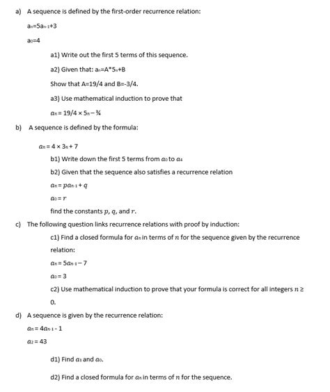 A Sequence Defined By The First Order Recurrence Relation An 5an 1