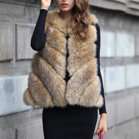 2017 Winter New High Quality Artificial Fur Vest Luxury Faux Raccoon