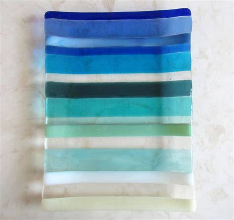 Fused Glass Plate Ocean Beach Dish Turquoise Sea Glass Tray Etsy