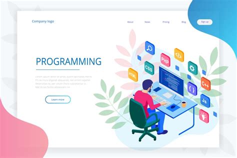 Isometric Programmer Coding New Project Web Vector Image