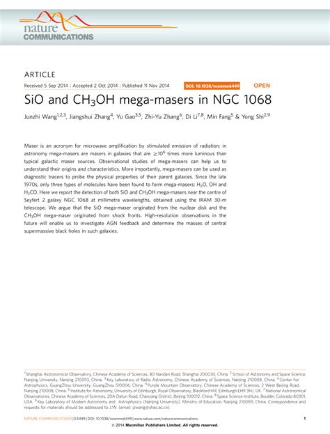 Pdf Sio And Ch3oh Mega Masers In Ngc 1068