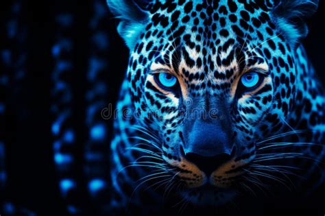 Close Up Portrait Of White Feral Feline With Vibrant Blue Eyes Icon Of