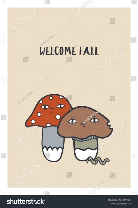 Autumn Cute Fall Vector Trendy Illustration Stock Vector Royalty Free 2033449604 Shutterstock