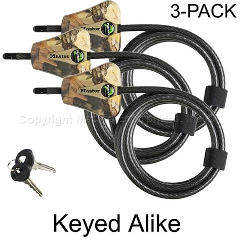 Master Lock 8418KA 3 Camo 3 Pack Keyed Alike Python Camouflage Trail Camera Cable Locks